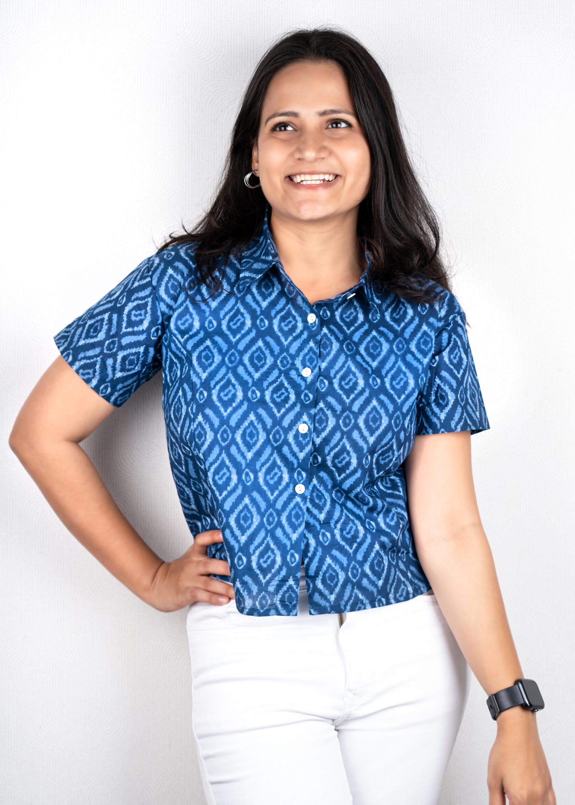 Marquise Blue Crop Shirt – Masang